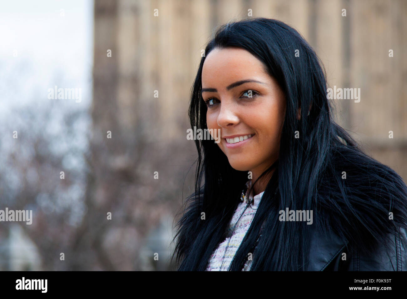 An attractive young woman in London Stock Photo - Alamy
