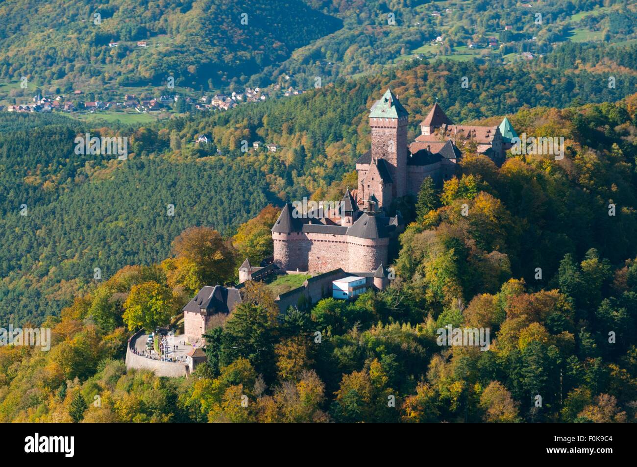 France, Bas Rhin (67), Orschwiller, Haut Koenigsbourg castle (aerial ...