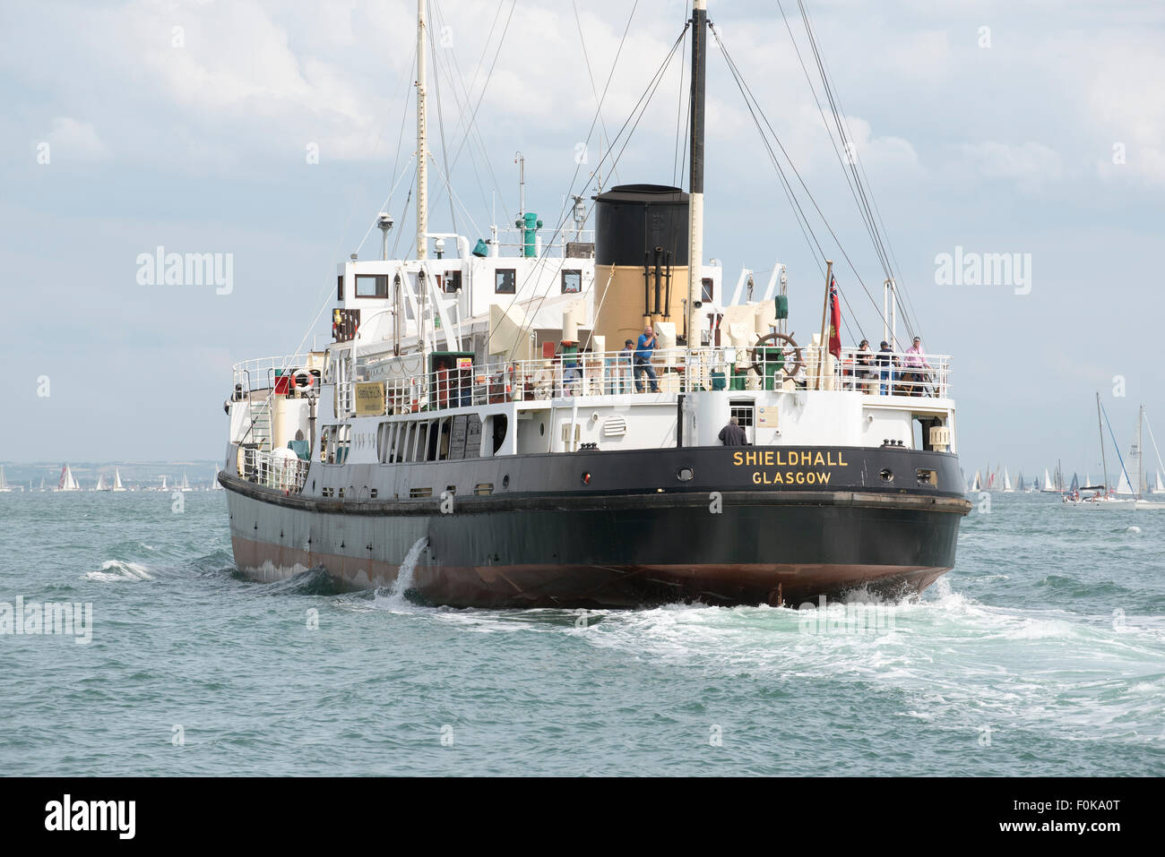 SS Shieldhall a historic steamship underway on The Solent southern ...