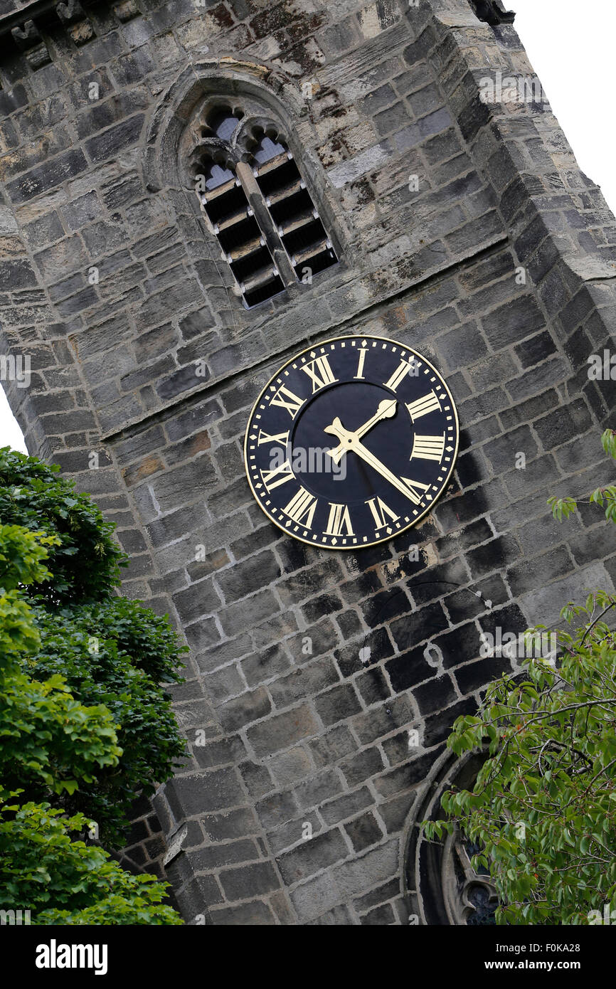 New renovated Church Clock at St Oswalds Church, Guiseley, Leeds Stock ...