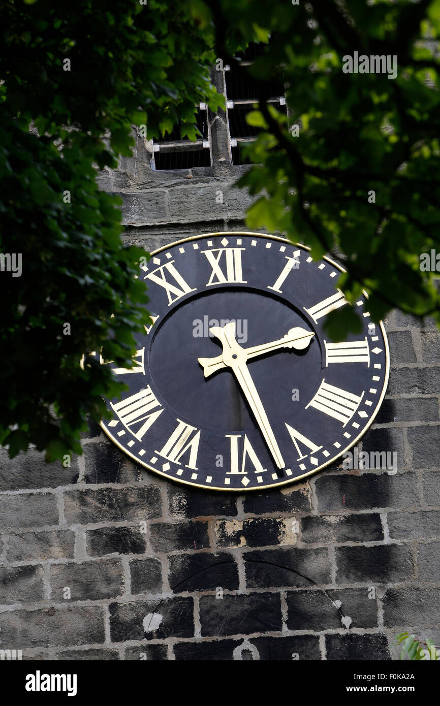 New renovated Church Clock at St Oswalds Church, Guiseley, Leeds Stock ...