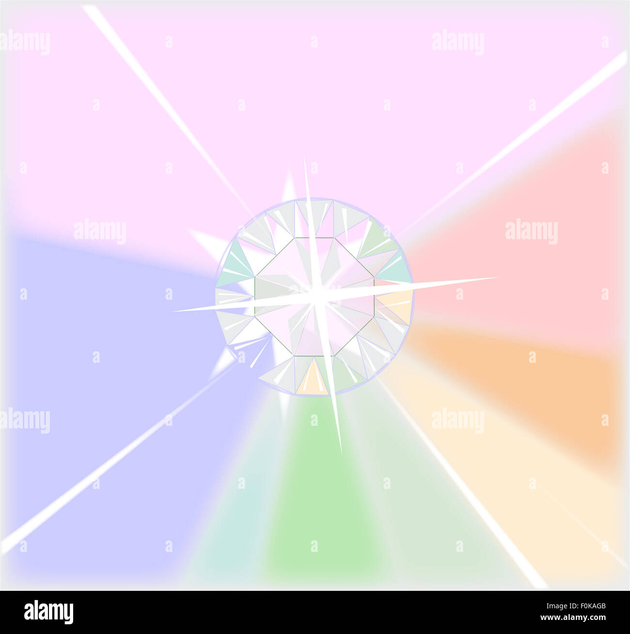 A diamond with several rays from reflected light Stock Photo - Alamy