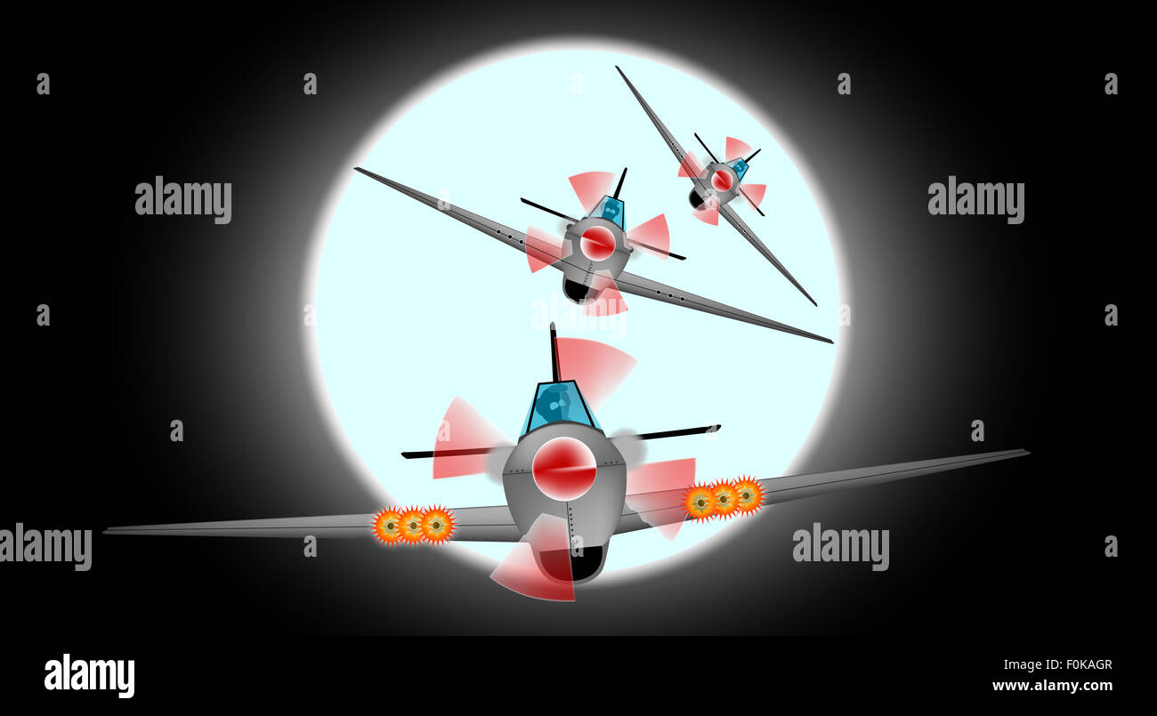 Three WWII fighter planes diving in formation Stock Photo - Alamy