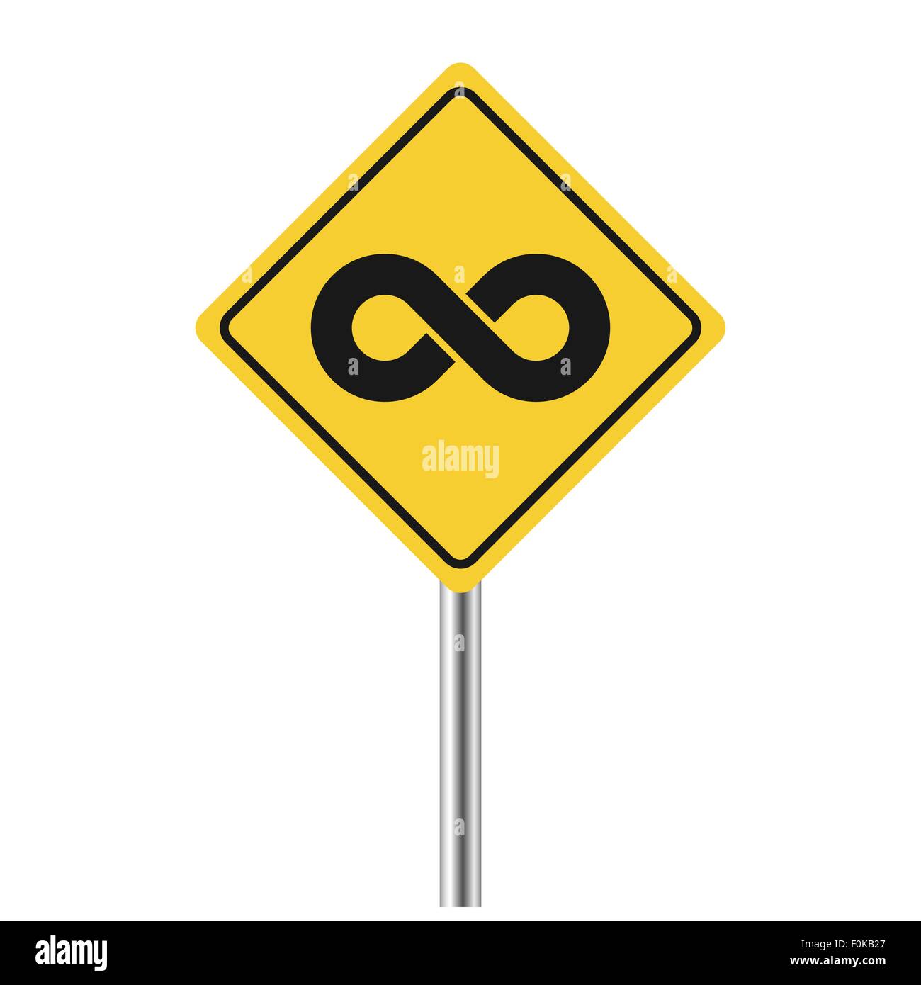 infinity symbol on yellow road sign vector illustration Stock Vector ...