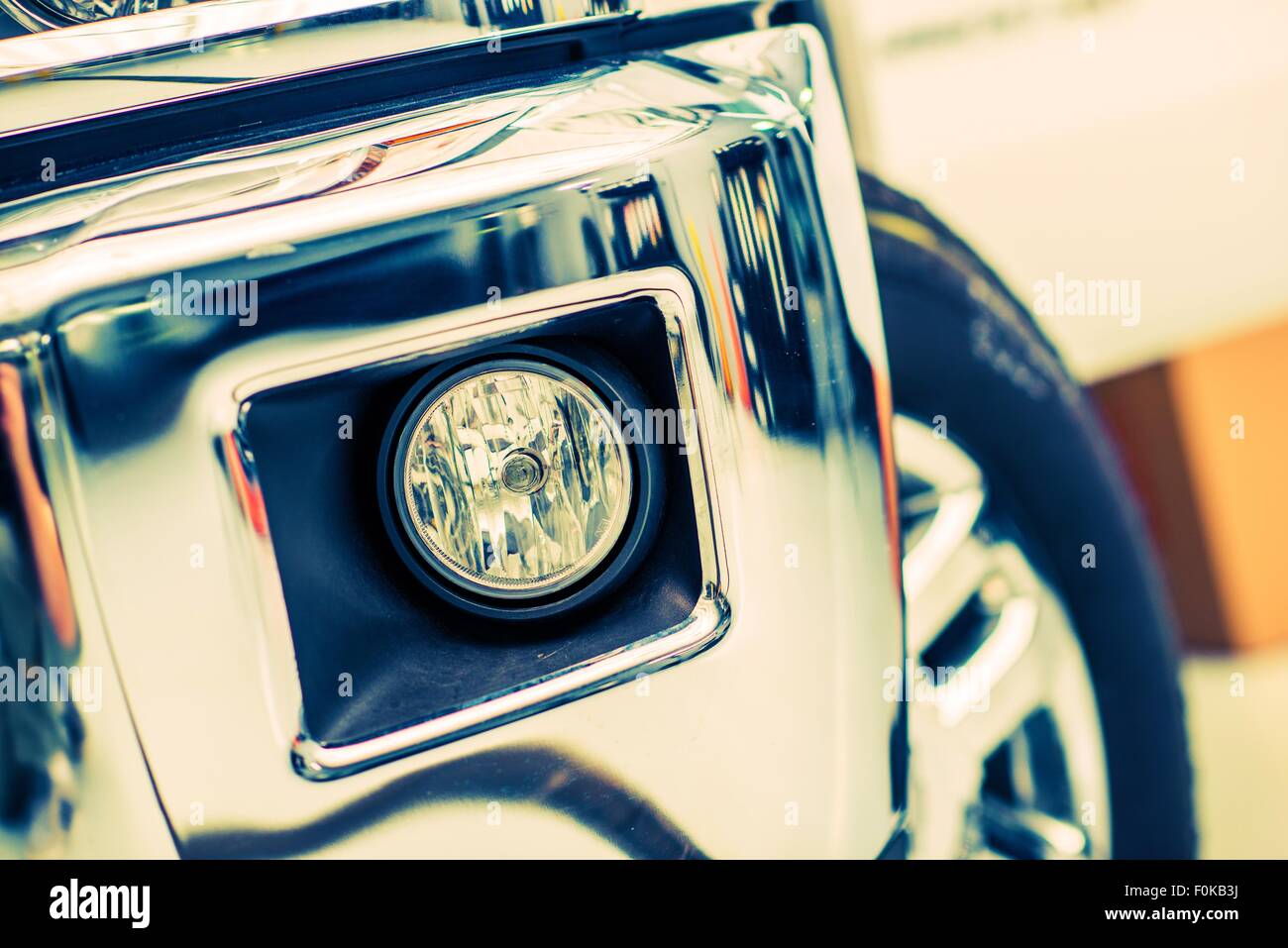 Car Fog Lights Halogen and Chromed Pickup Truck Bumper Stock Photo - Alamy