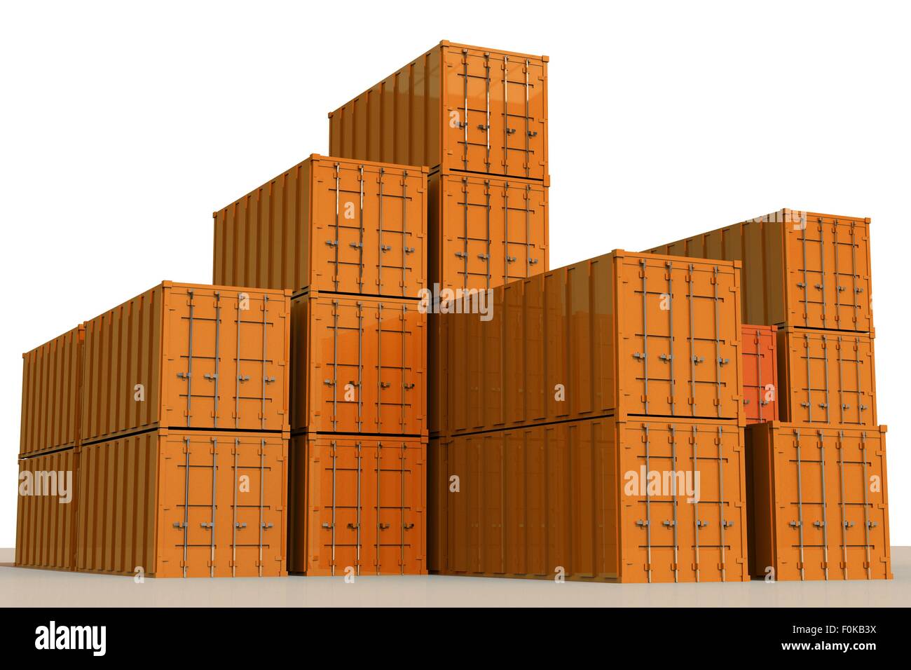 Orange Cargo Shipping Containers Isolated on White 3D Illustration ...