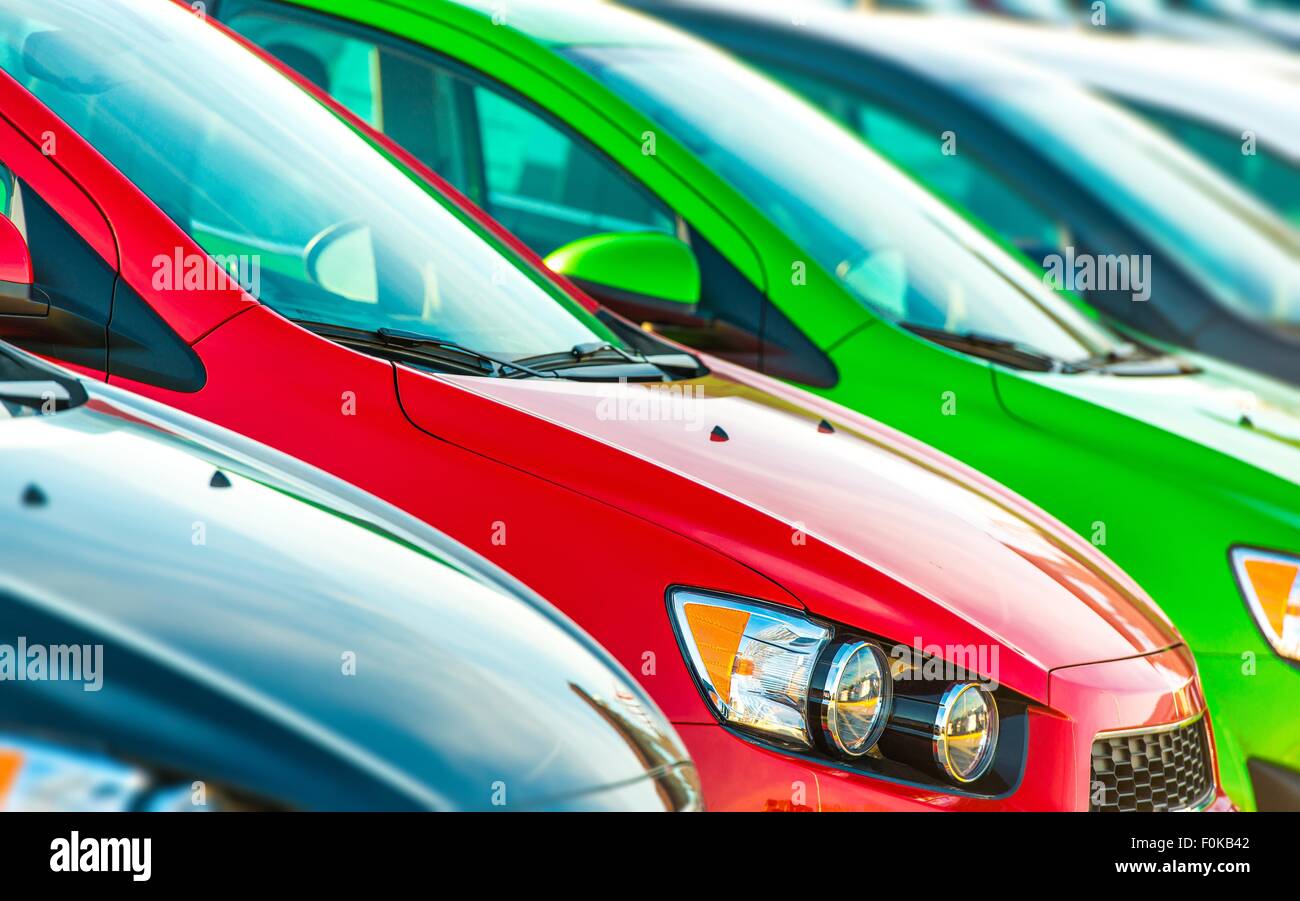 Cars Marketplace. Car Dealer Colorful Cars Stock Stock Photo - Alamy