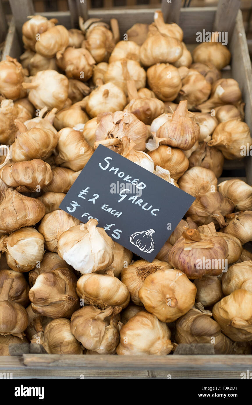 Smoked Garlic on sale at the Isle of Wight Garlic Festival Stock Photo ...
