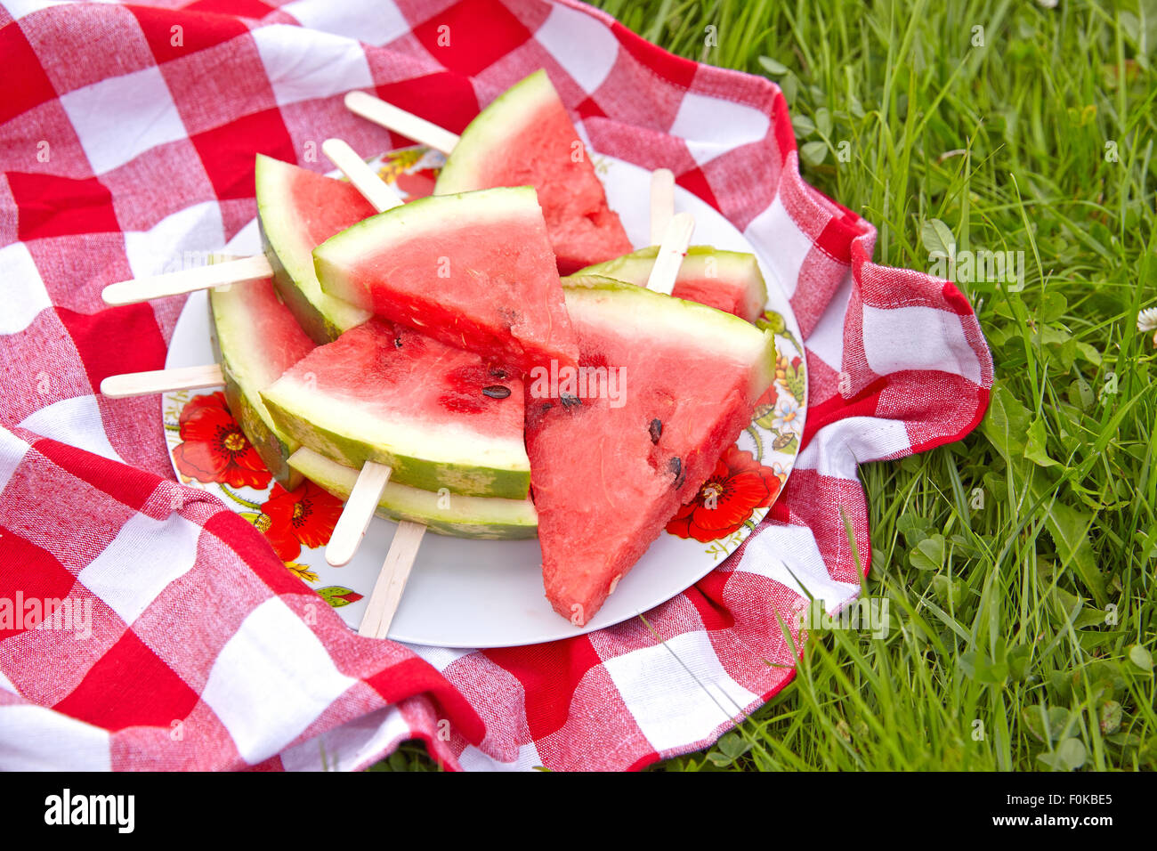 Watermelon pops for a picnic Stock Photo - Alamy