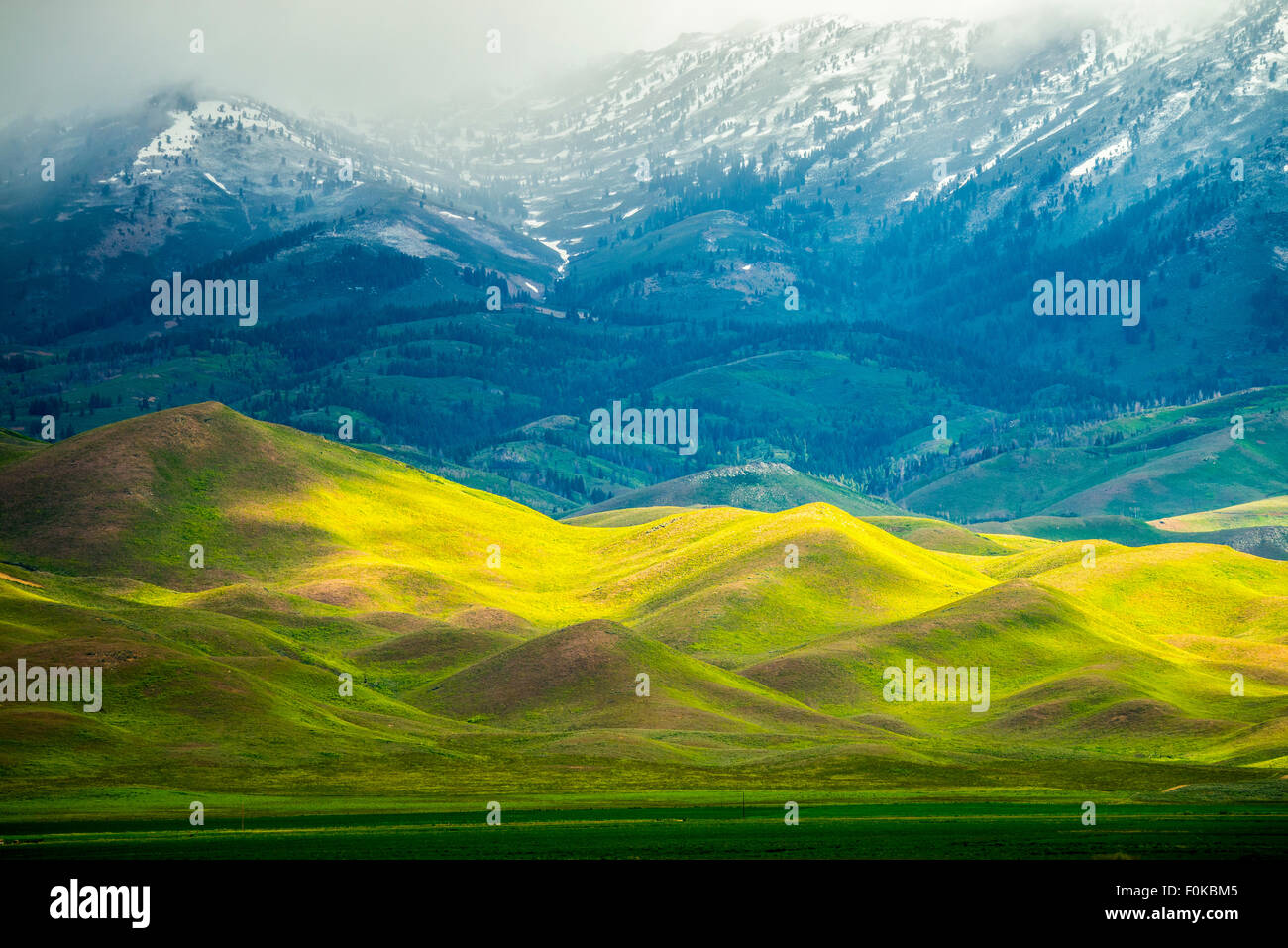 Scenic Landscape of muti-colored hills and snow on the Soldier ...