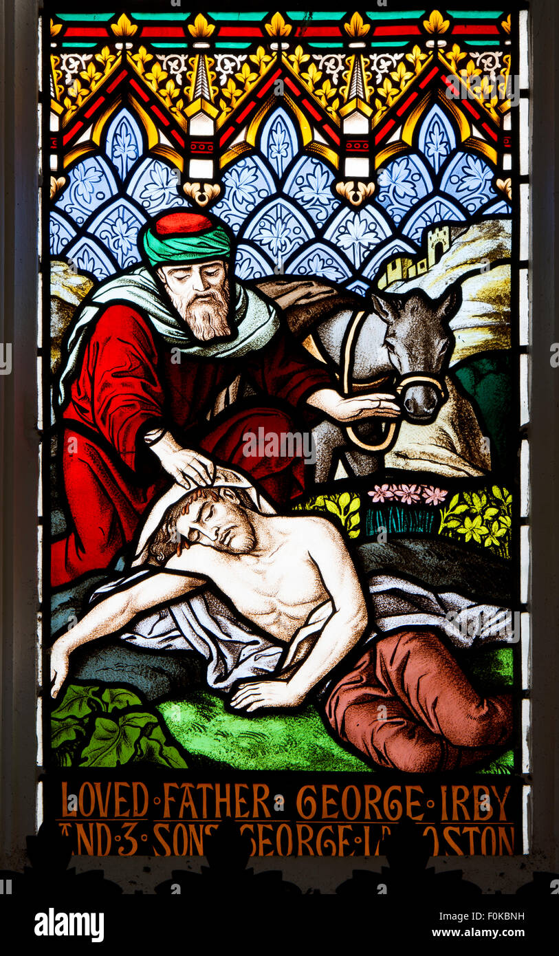 Good Samaritan stained glass, East Window, St. Mary the Virgin Church ...