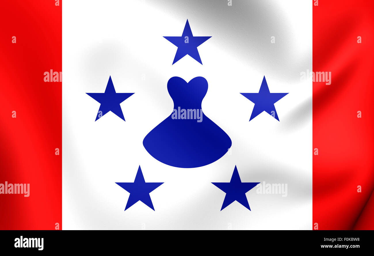 3D Flag of the Austral Islands, French Polynesia. Close Up Stock Photo ...