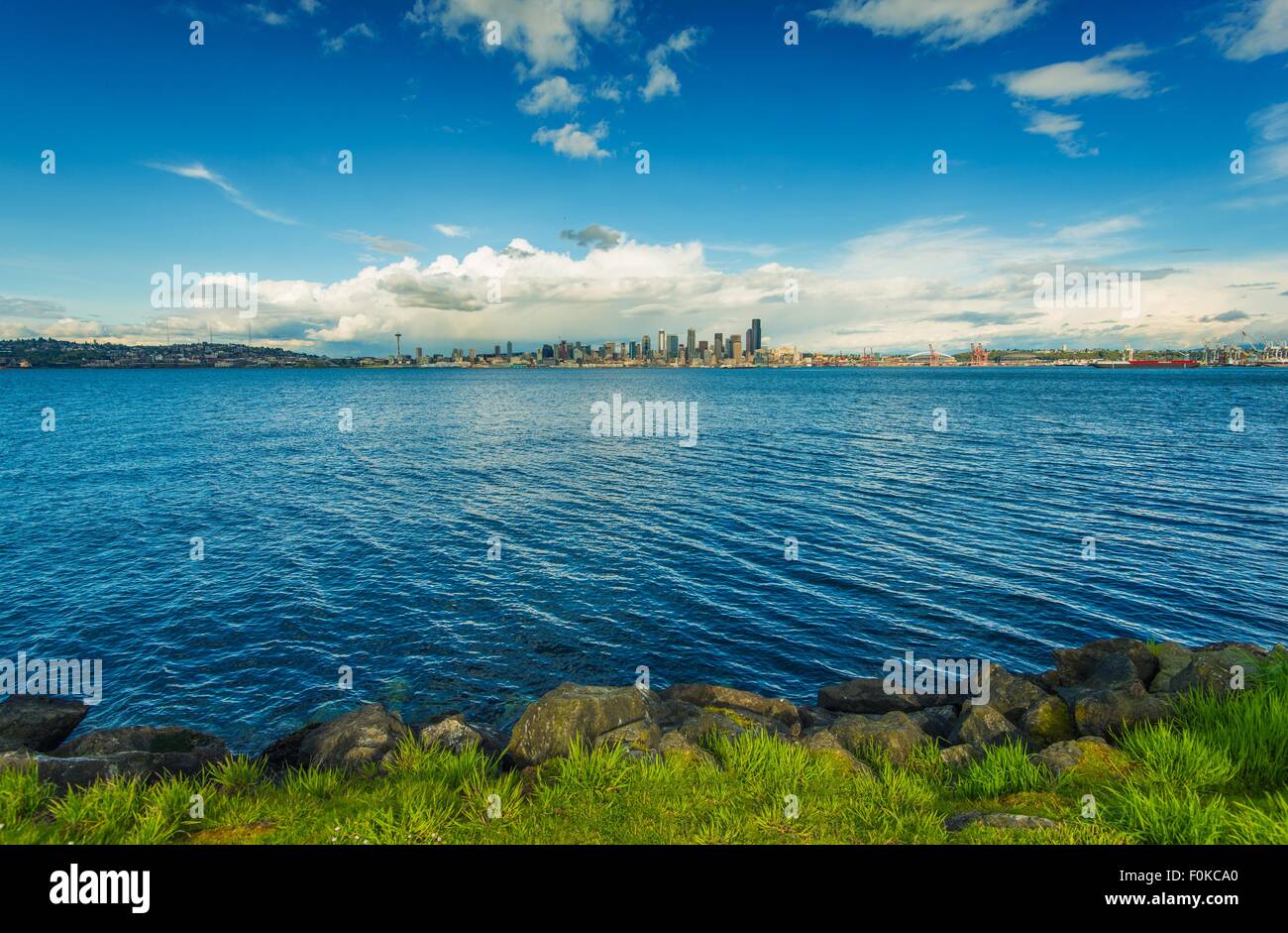 Seattle Skyline Panorama and Puget Sound. Seattle, Washington, United ...