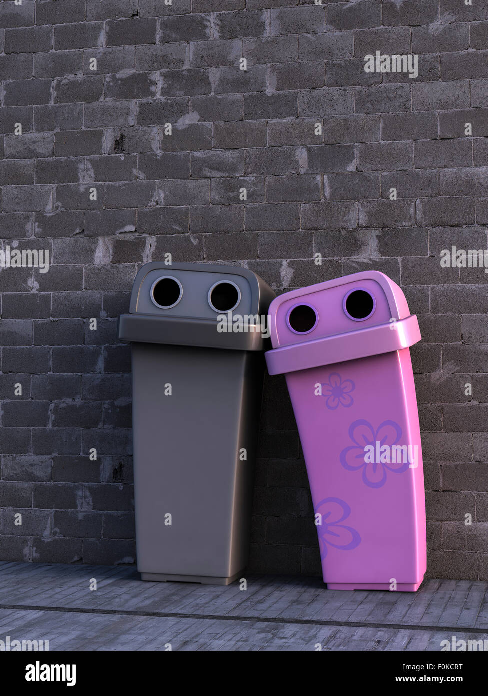 Two dustbins, 3D Rendering Stock Photo - Alamy