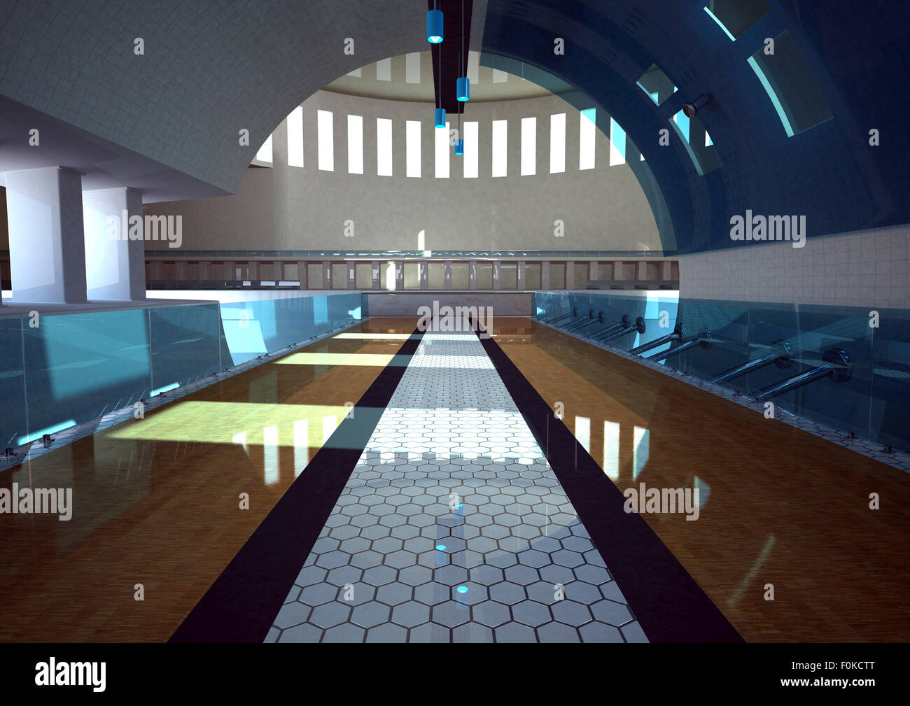 Modern passageway and hall, 3D Rendering Stock Photo - Alamy