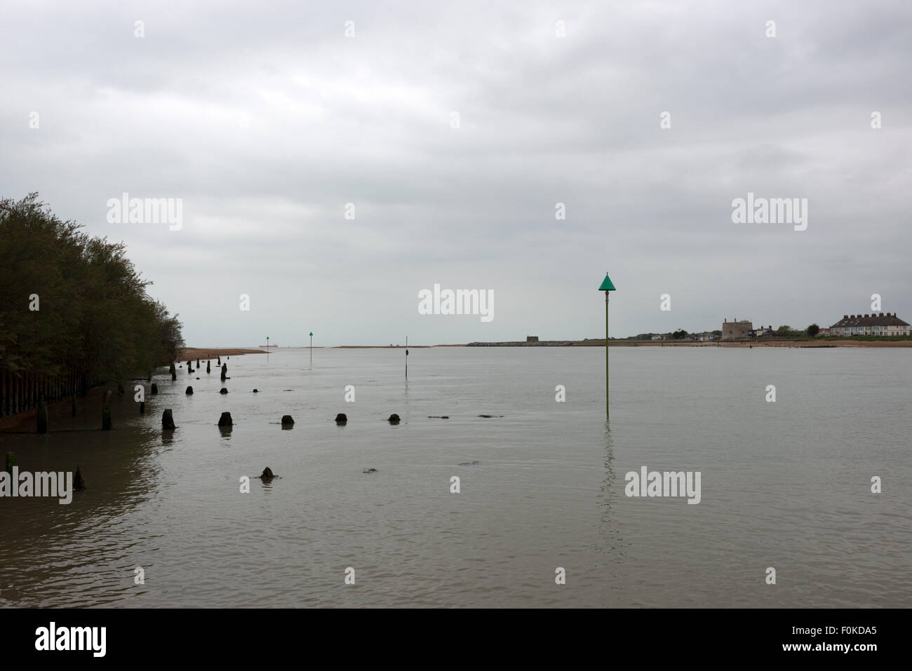 High tide river Deben Bawdsey Ferry Suffolk UK Stock Photo - Alamy