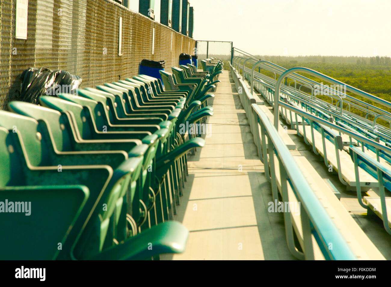 Empty chairs at a stand of a stadium, Homestead-Miami Speedway, Miami ...