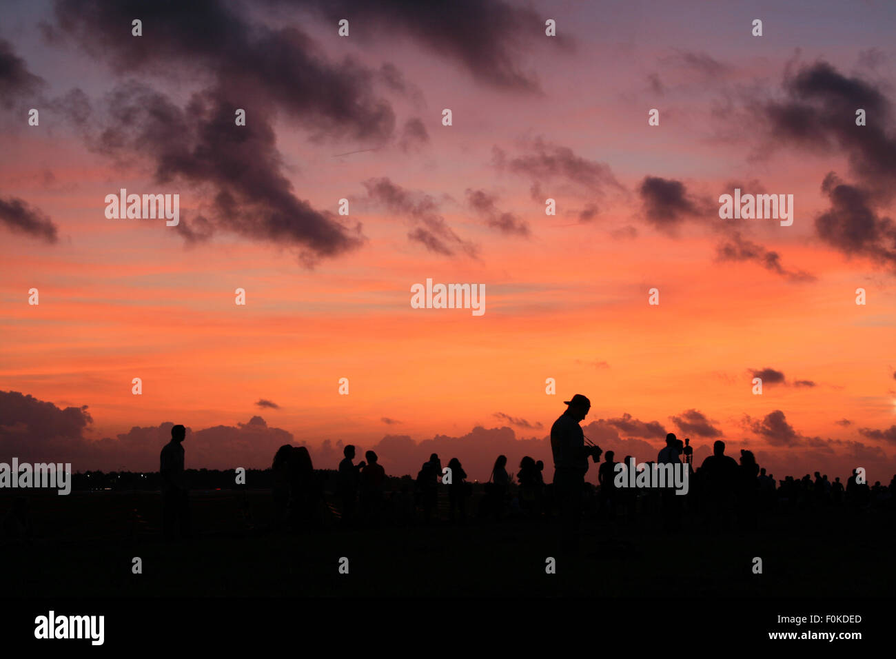 Silhouette of photographers waiting for balloon race in Miami, Miami ...