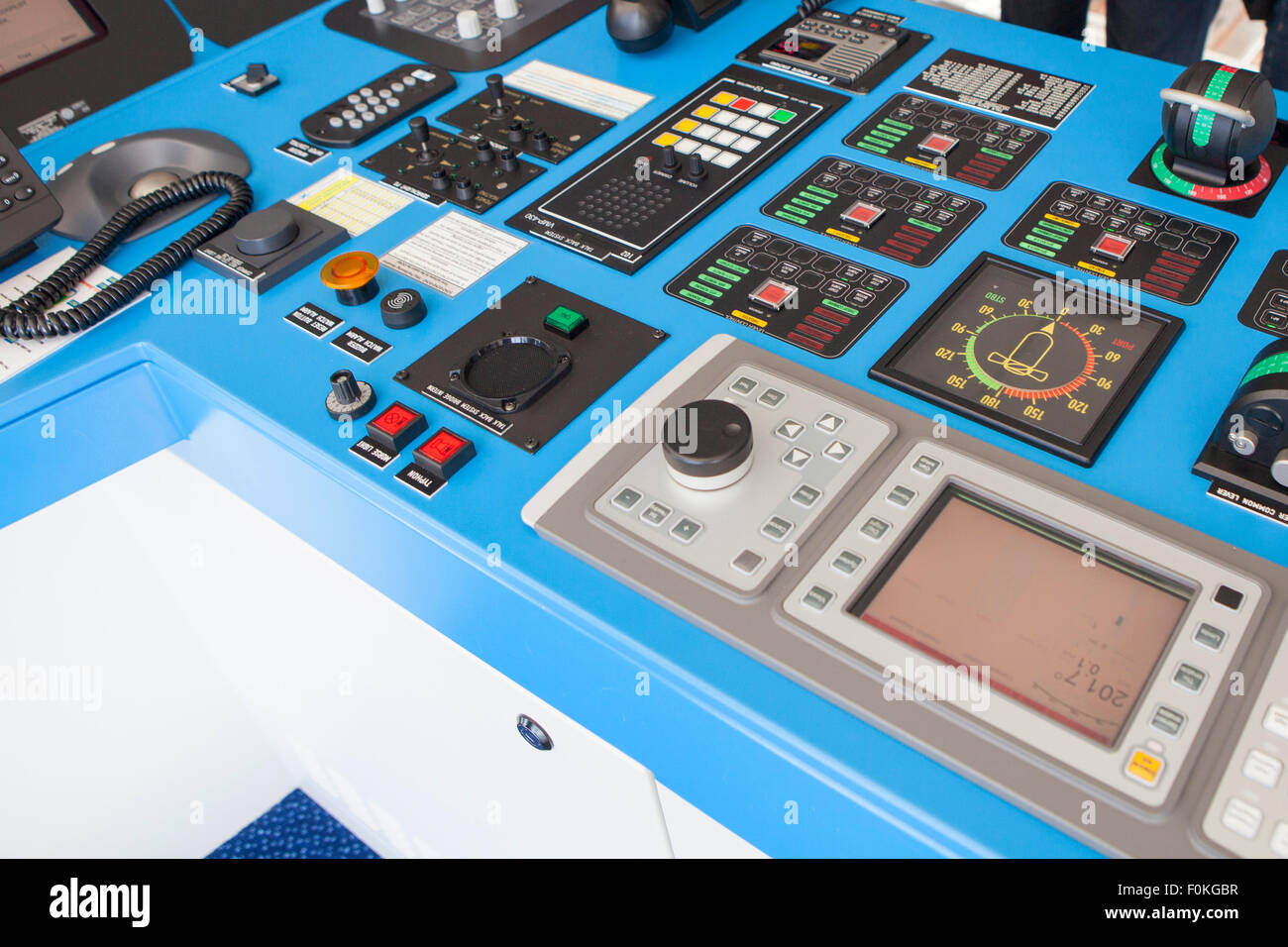 Inside a modern cruise ship bridge navigating in the ocean The ...