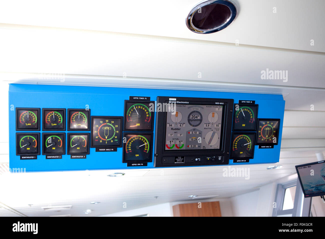 Inside a modern cruise ship bridge navigating in the ocean The ...