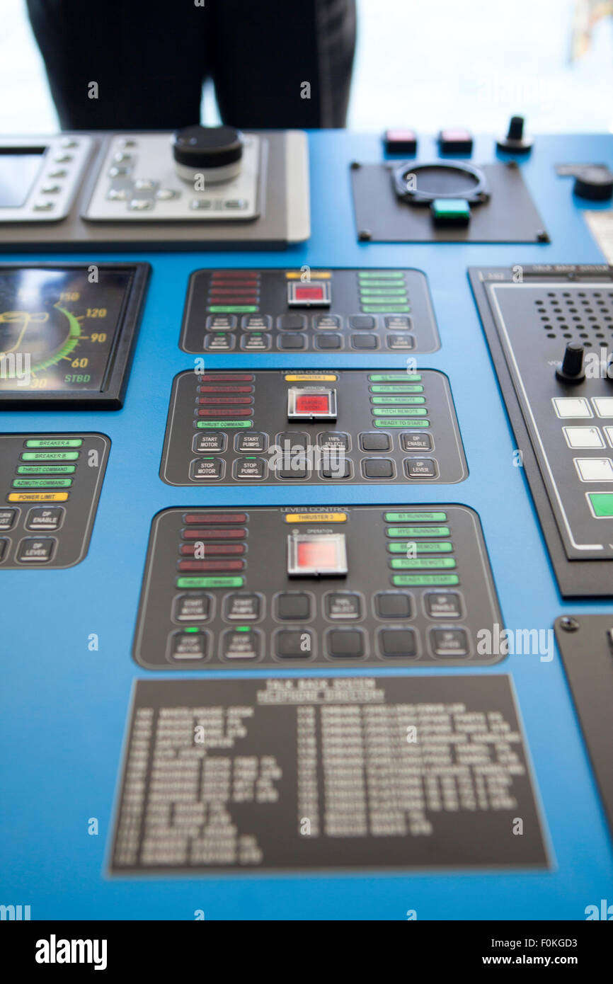 Inside a modern cruise ship bridge navigating in the ocean The ...