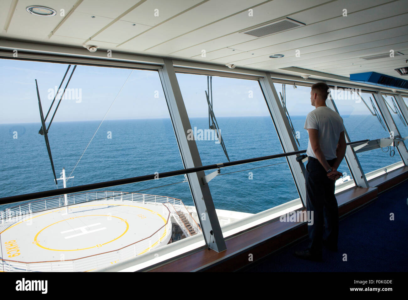 Inside a modern cruise ship bridge navigating in the ocean The ...