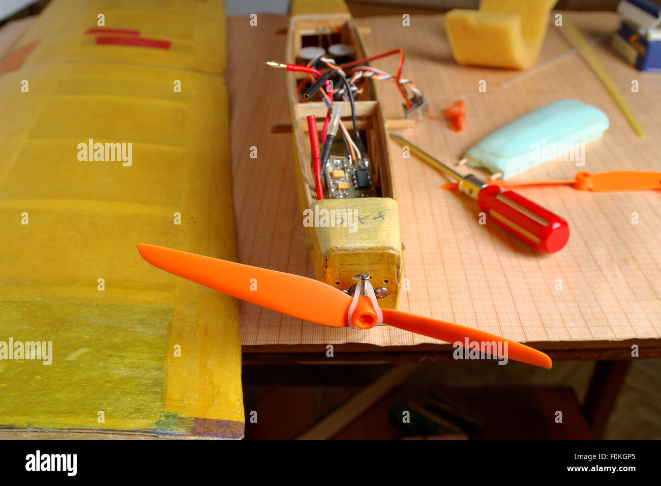 opened electrical RC glider model on the workshop Stock Photo - Alamy