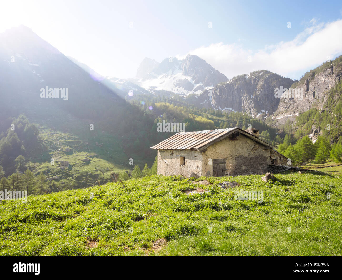 Italy, Piemont, Maira Valley, barn in the mountains Stock Photo - Alamy