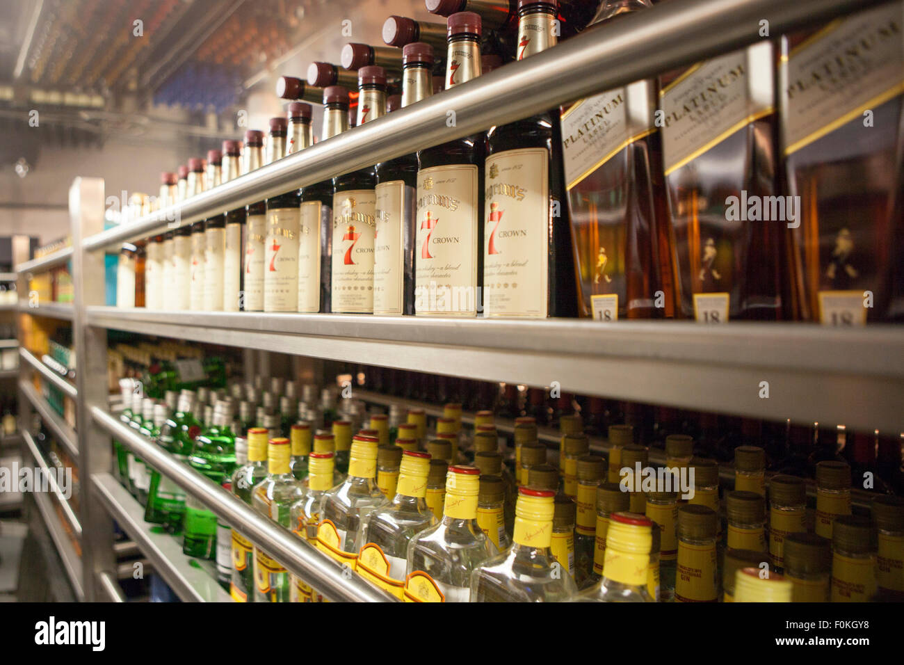 Bottles of alcohol Storage and preparation store rooms on a modern ...