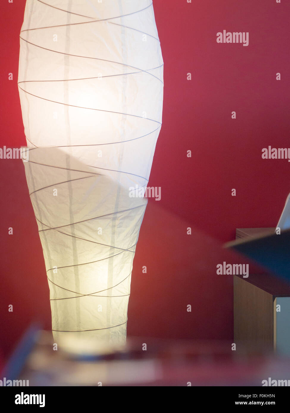 reflection lamp glass. A lamp reflected on a table glass surface Stock ...