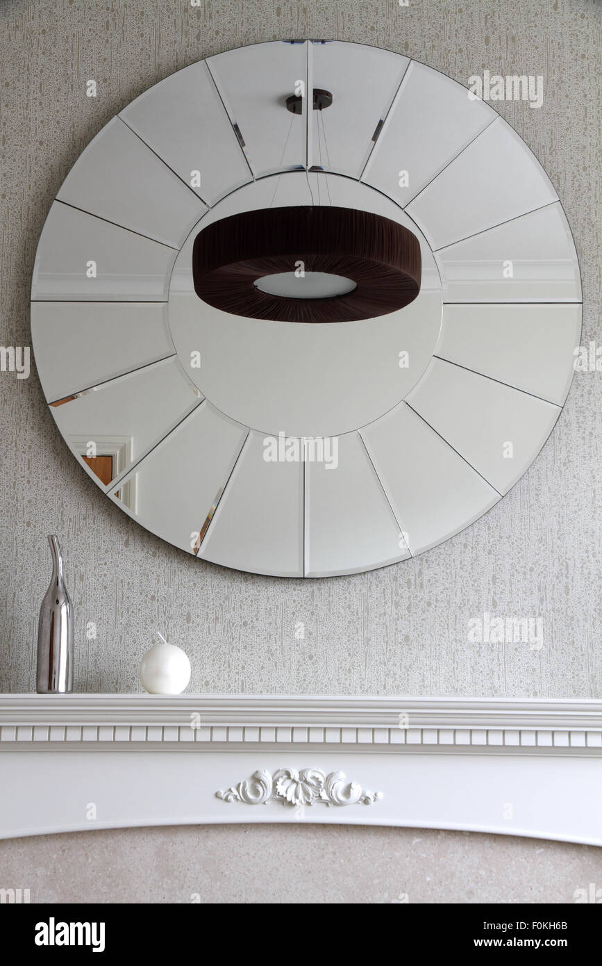 Circular Mirror with wedge segments around circumference. Black ...