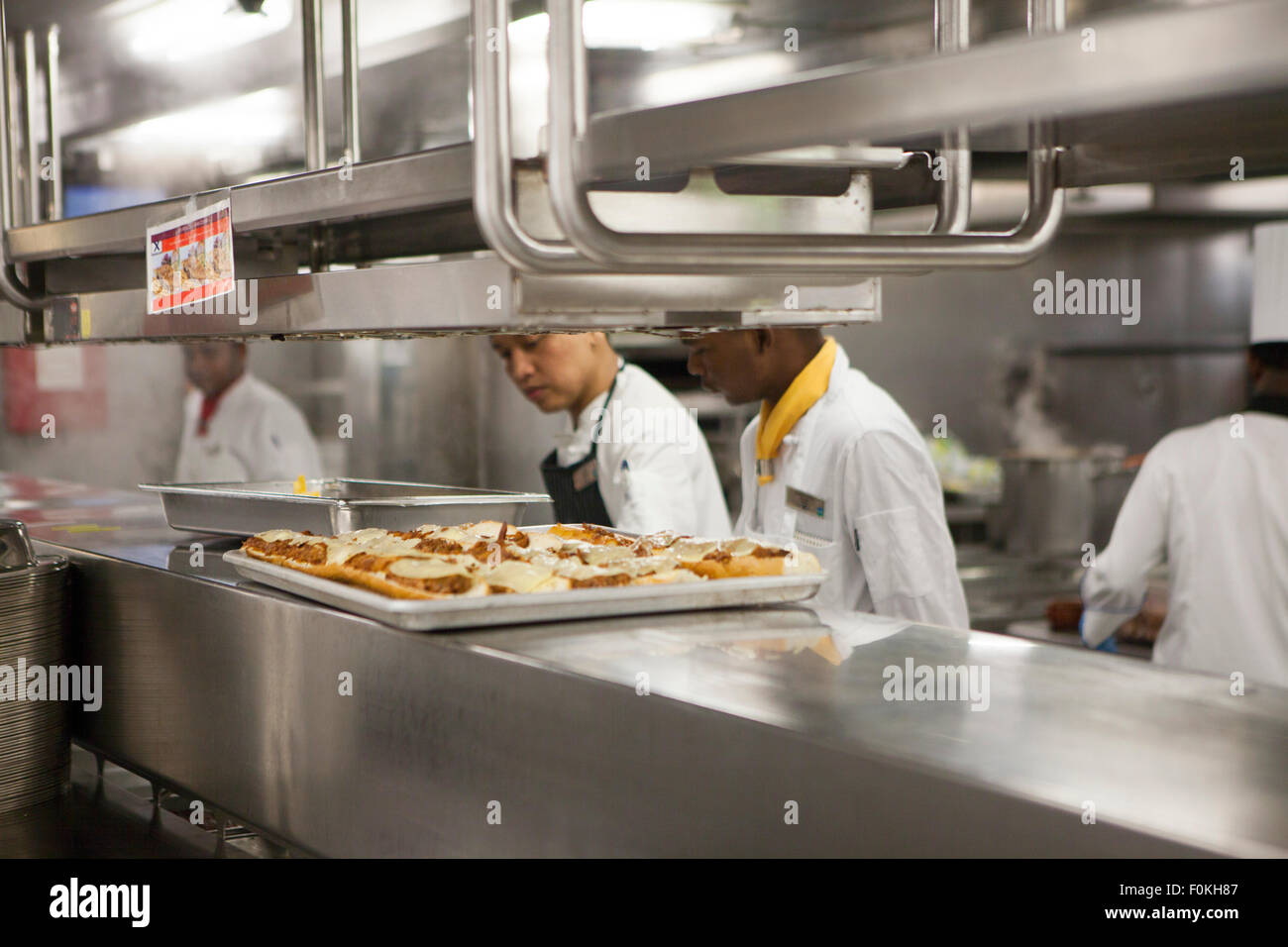 Modern Cruise liner Galley kitchen area preparing and serving guests ...