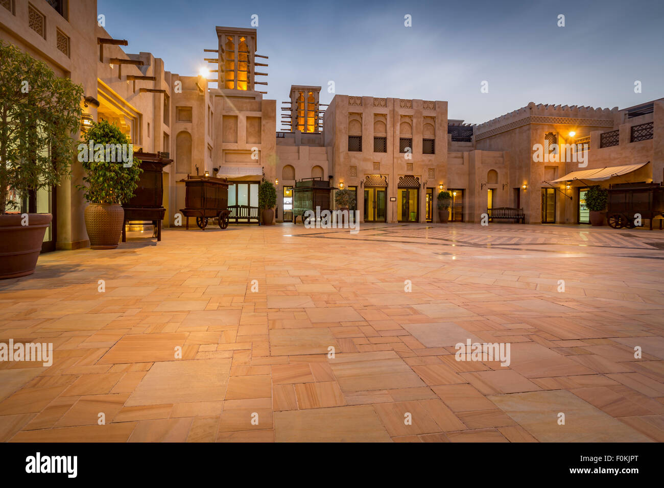 United Arab Emirates, Dubai, Atrium of Souk Madinat in the evening ...