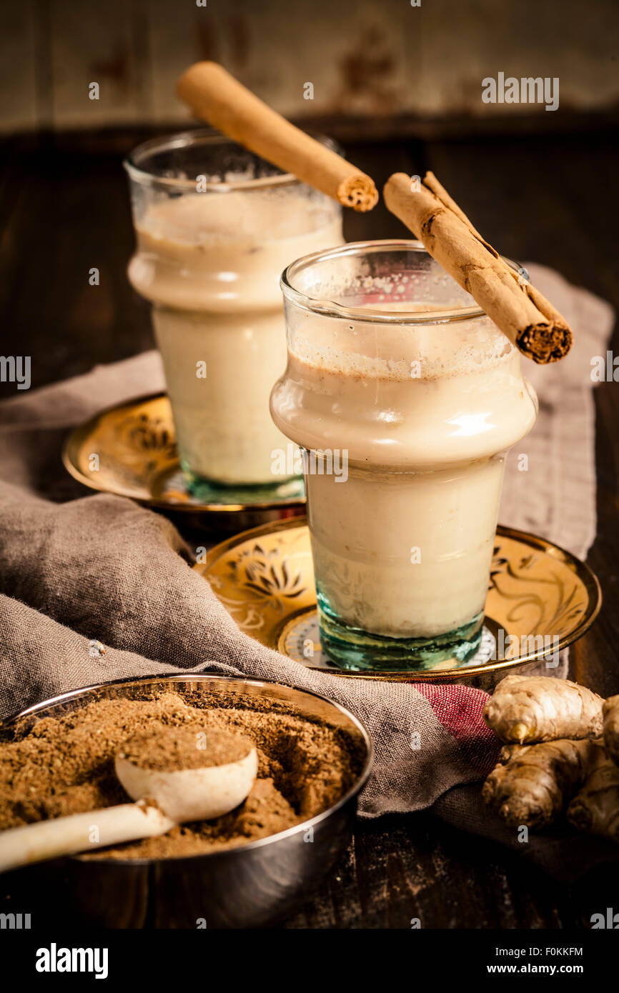 Indian Chai with spices and homemade chai masala powder, black pepper ...