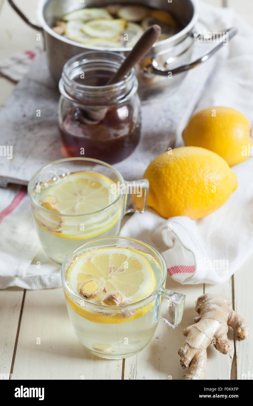 Hot lemon-ginger infusion with honey Stock Photo - Alamy