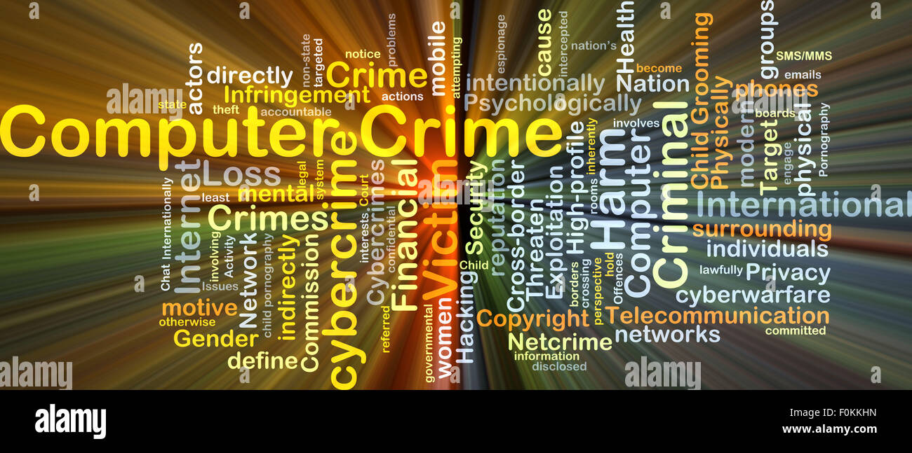 Background concept wordcloud illustration of computer crime glowing ...