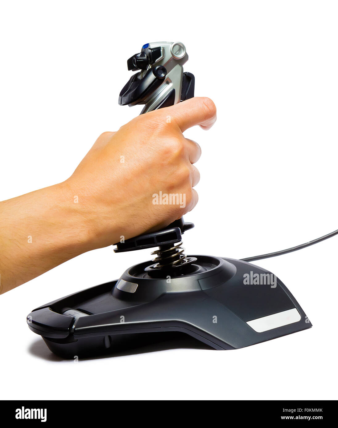 On a white background male hand with a game joystick Stock Photo - Alamy