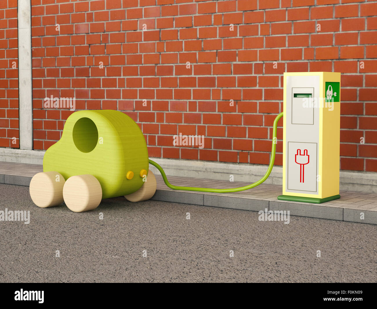 Electric Vehicle Charging Station, loading, wooden car Stock Photo - Alamy
