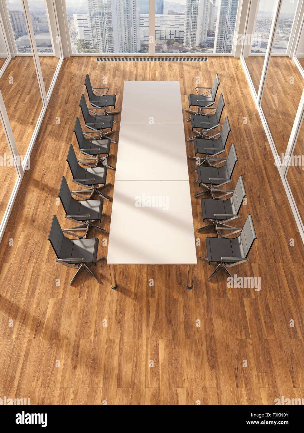 Modern conference room with parquet, 3D Rendering Stock Photo - Alamy