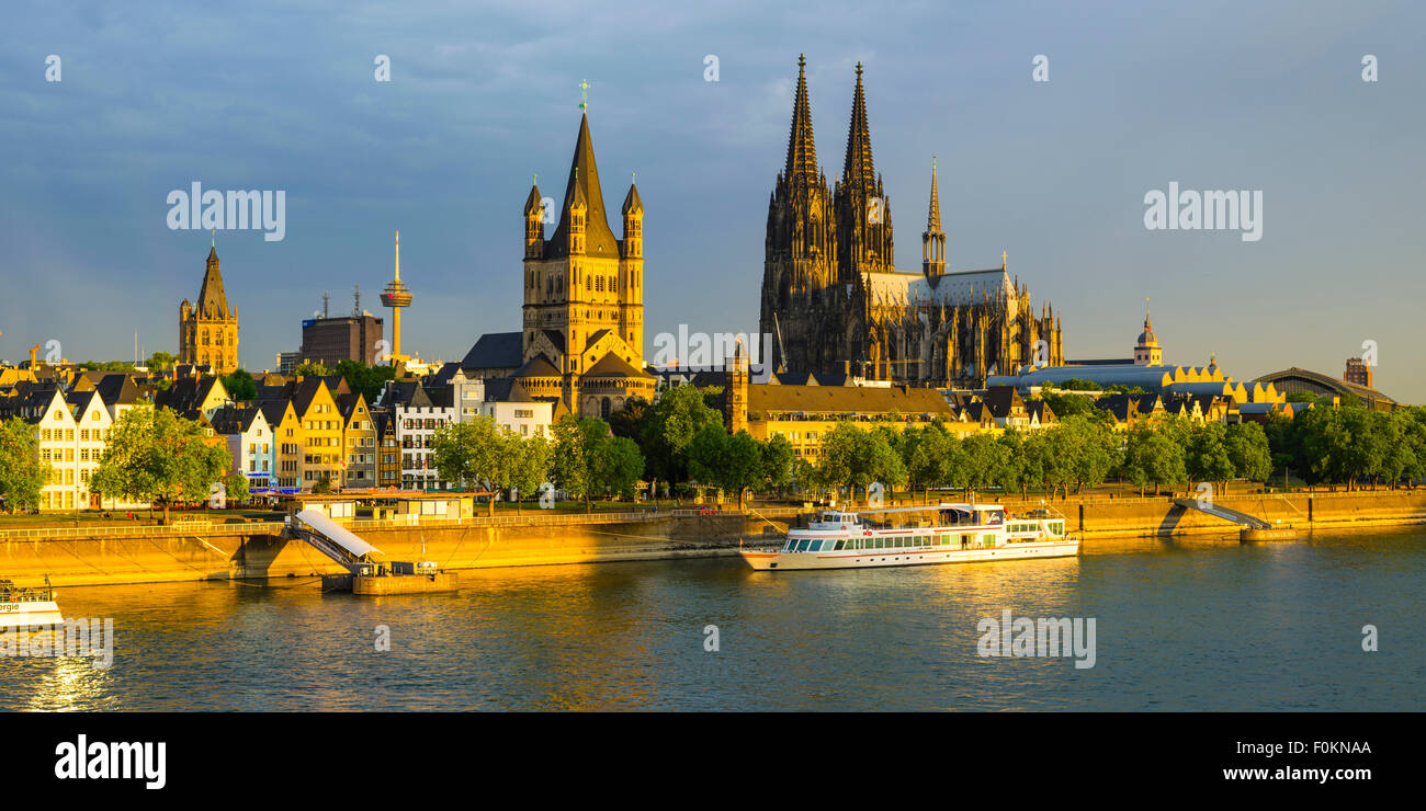 Germany, Cologne, View to Townhall, Colonius, Great St Martin, Cologne ...