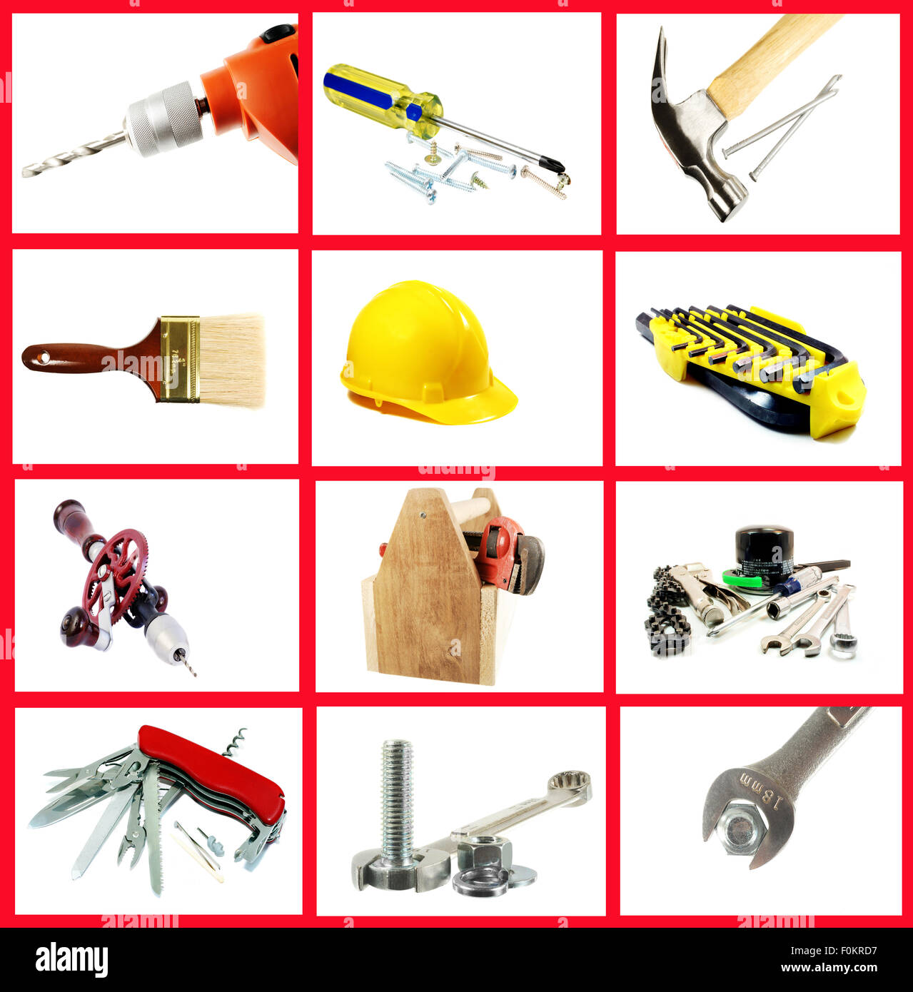 Image of tools put together in a collage depicting the construction ...