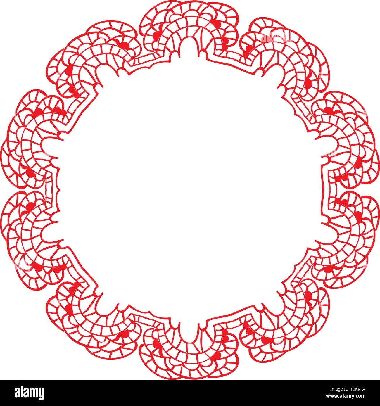 Red round lacy frame on a white background Stock Vector Image & Art - Alamy