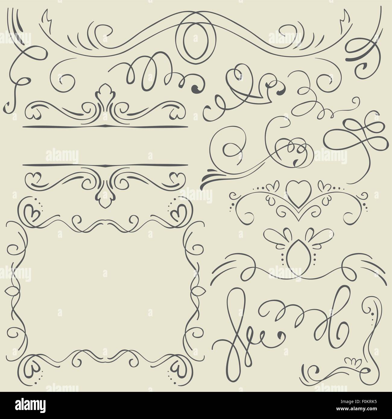 Vector set. Frames and borders. Hand drawing Stock Vector Image & Art ...