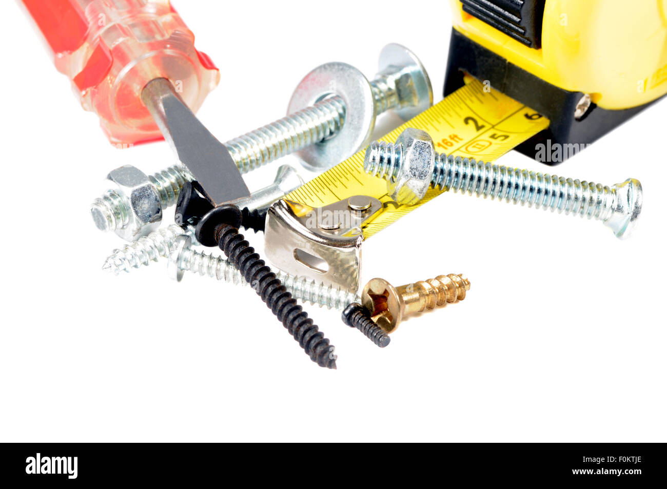 Several tools and screws isolated on white Stock Photo - Alamy