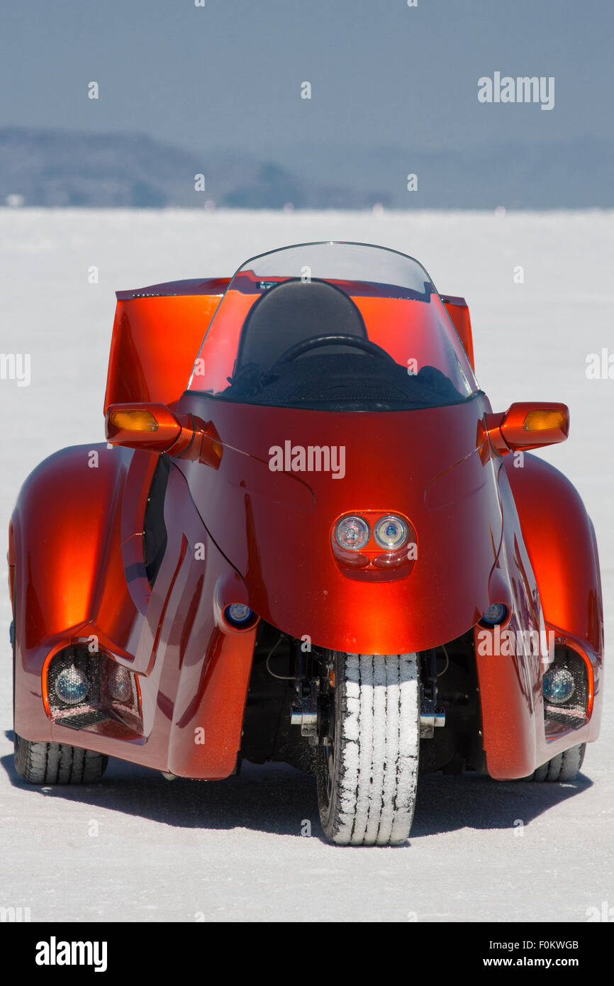 Unbranded strange orange motorbike during the World of Speed 2012. It ...