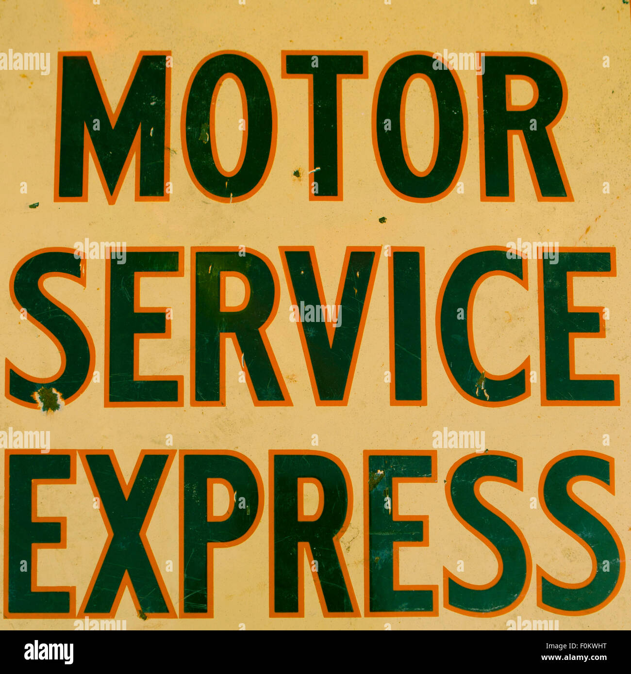 retro motor service garage sign, corrugated metal Stock Photo - Alamy