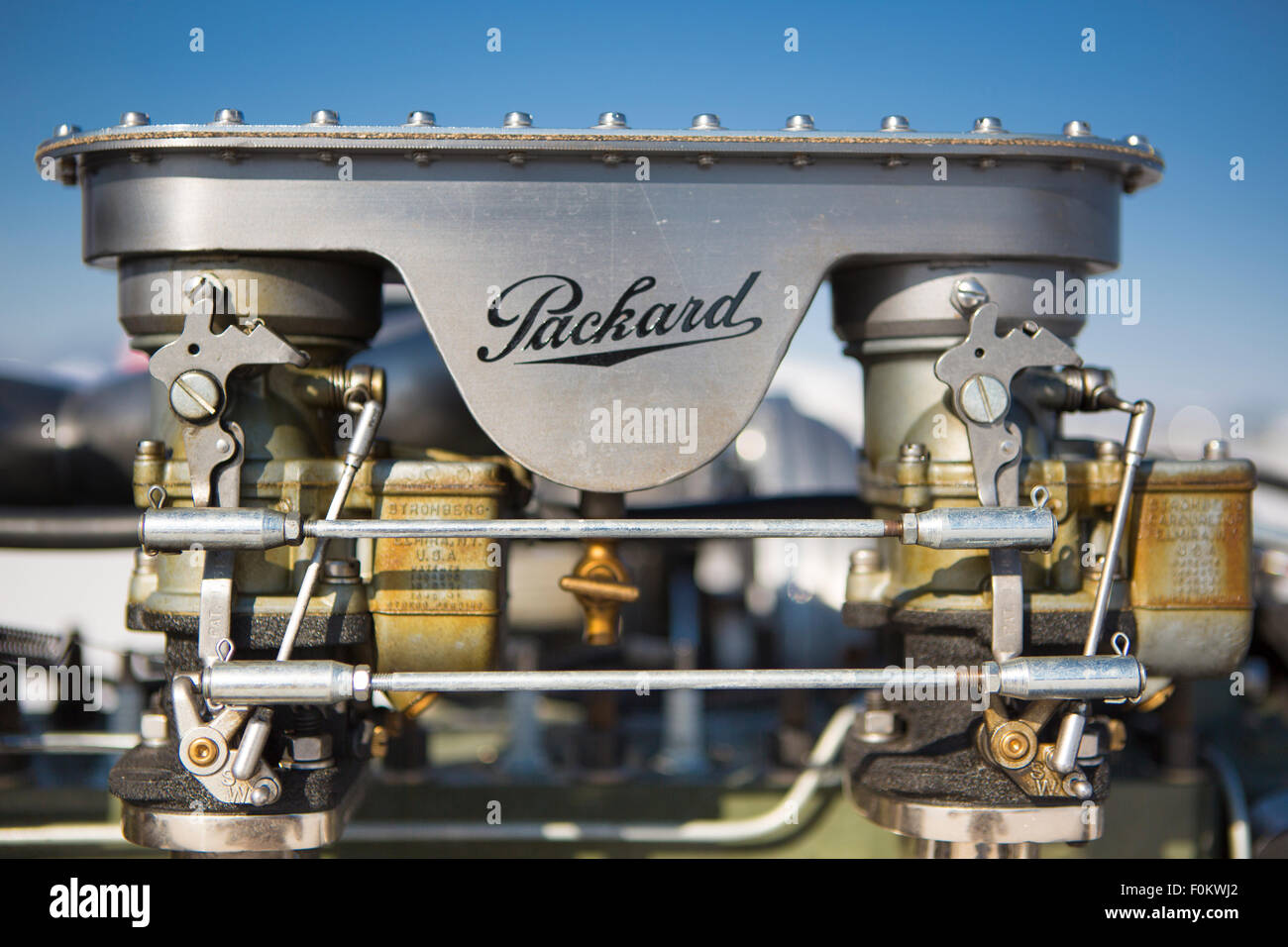 Detail of a vintage Packard car engine during the World of Speed 2012 ...