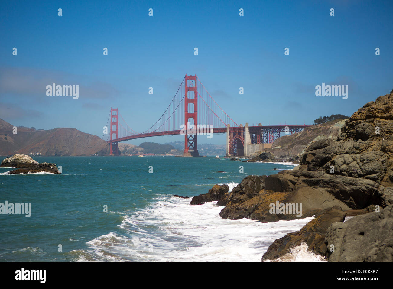 Panorama of the golden gate suspension bridge spanning the Golden Gate ...