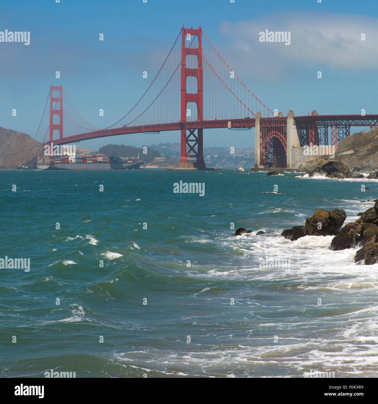 Panorama of the golden gate suspension bridge spanning the Golden Gate ...