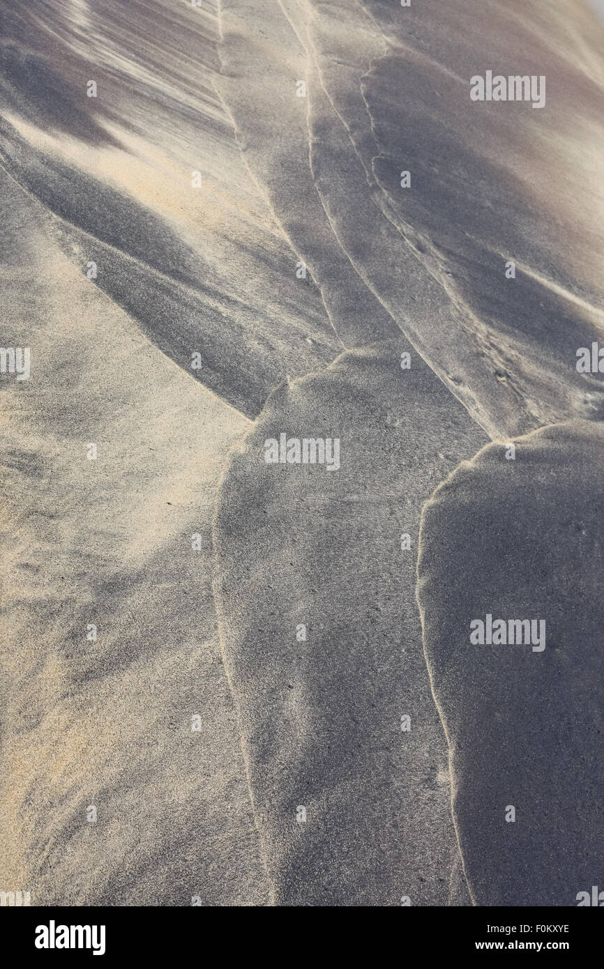 Dark curved beach patterns on a beach. These colorful patterns on the ...